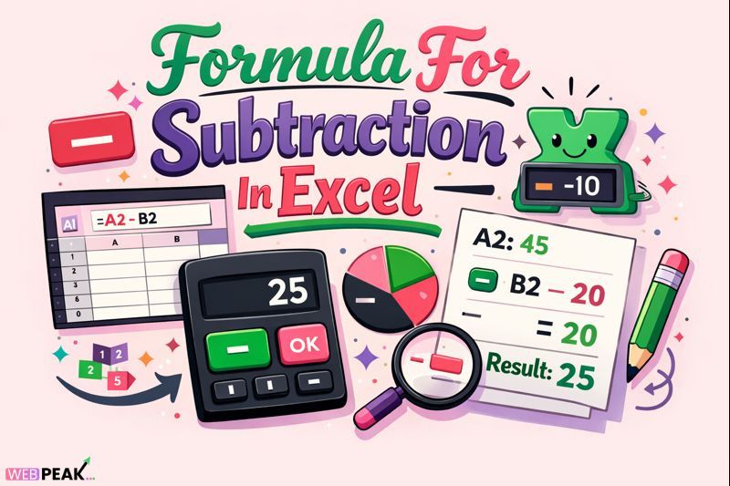 Formula For Subtraction In Excel | Web Peak